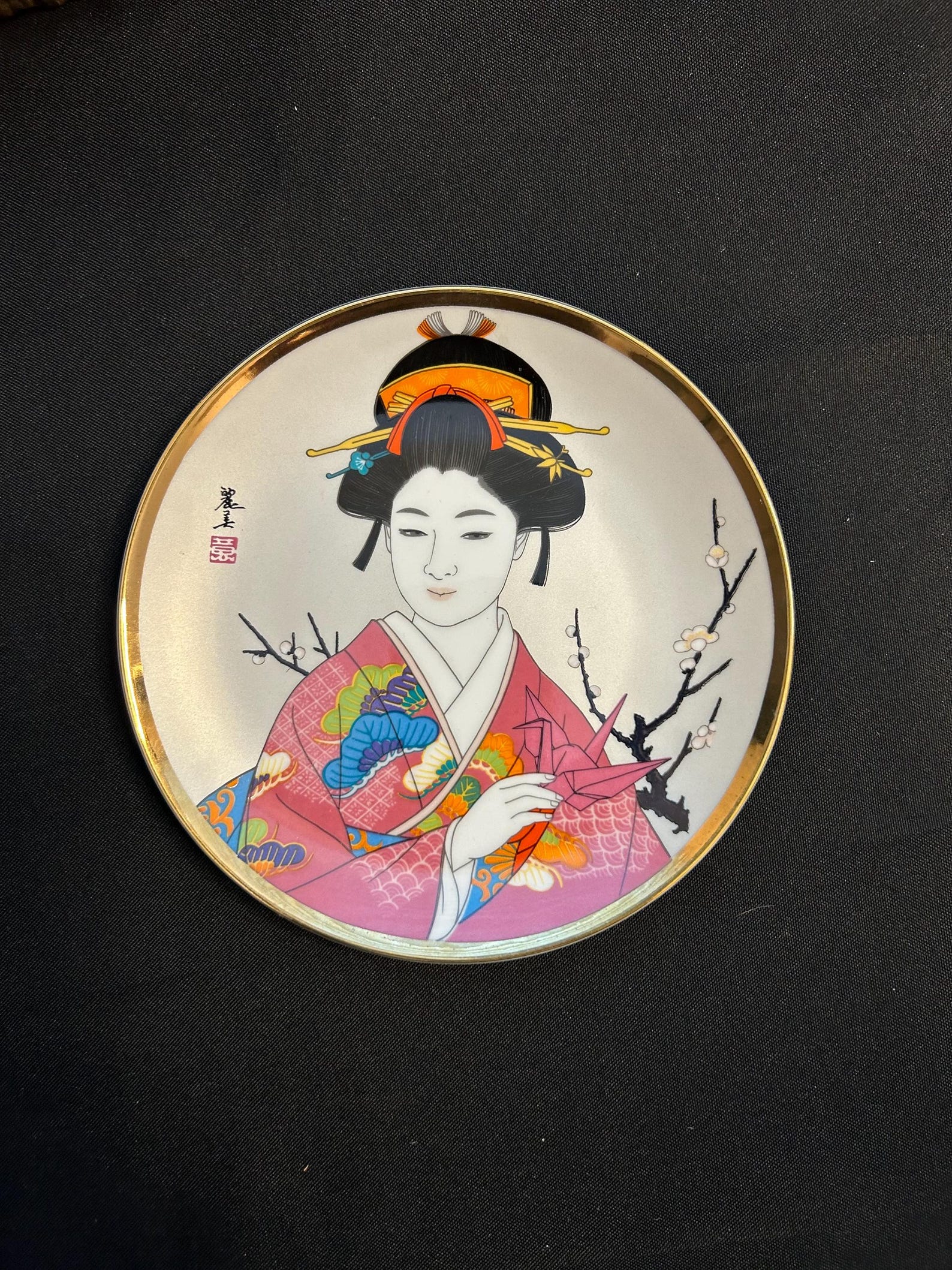 Small Asian Geisha Girl Porcelain Hand Painted Decor Plate - Etsy