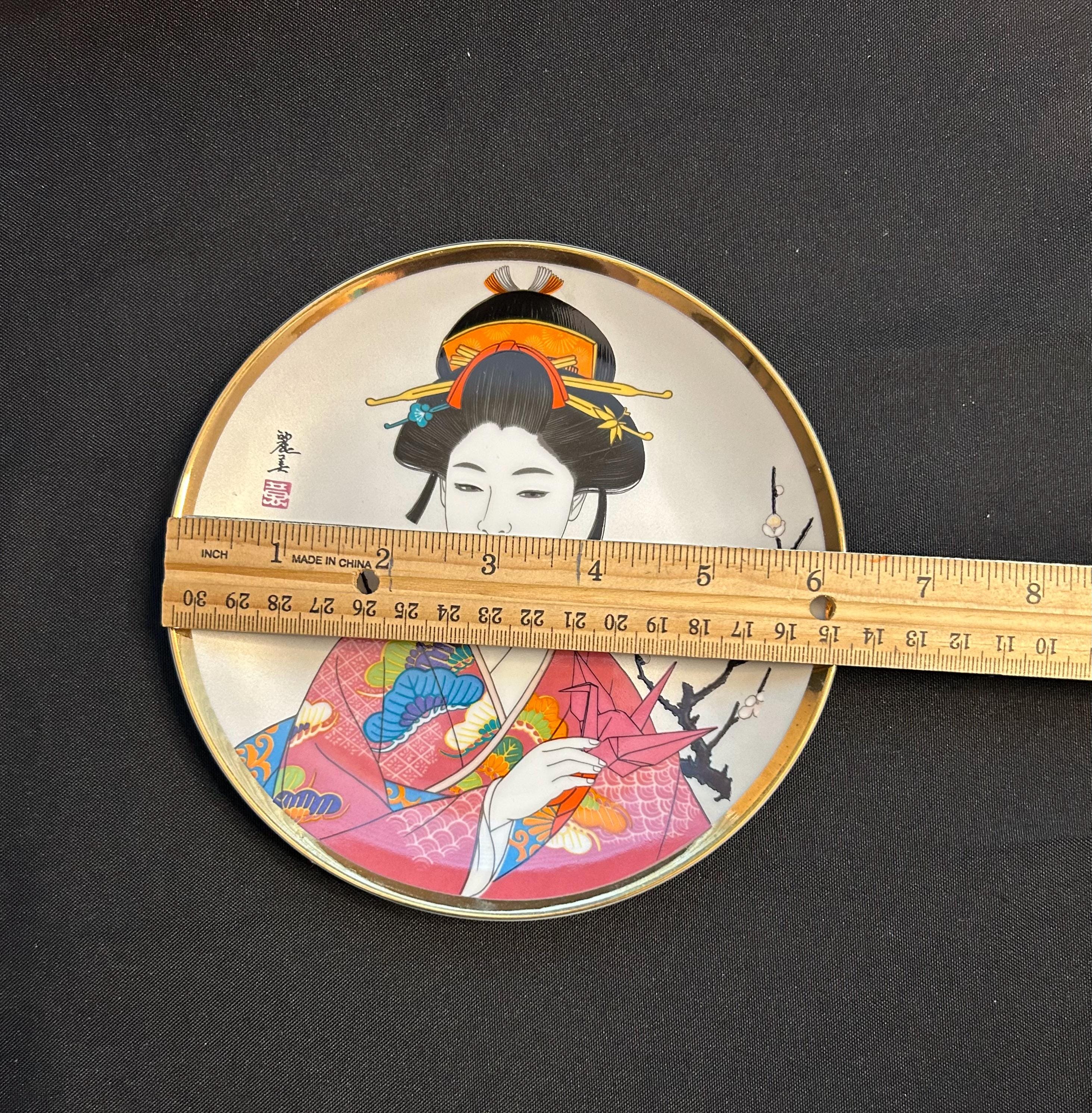 Small Asian Geisha Girl Porcelain Hand Painted Decor Plate - Etsy