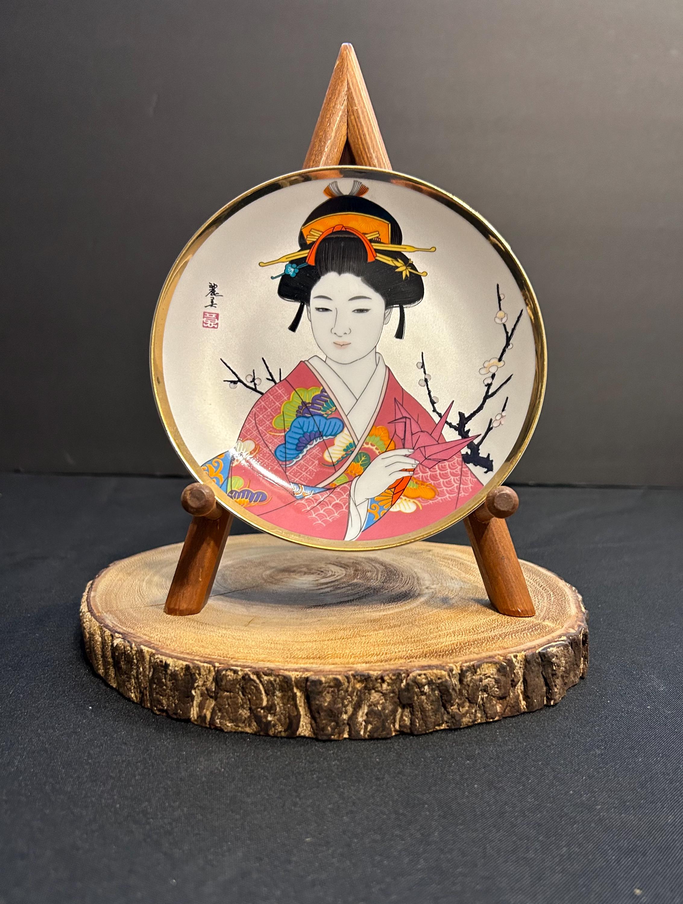 Small Asian Geisha Girl Porcelain Hand Painted Decor Plate - Etsy