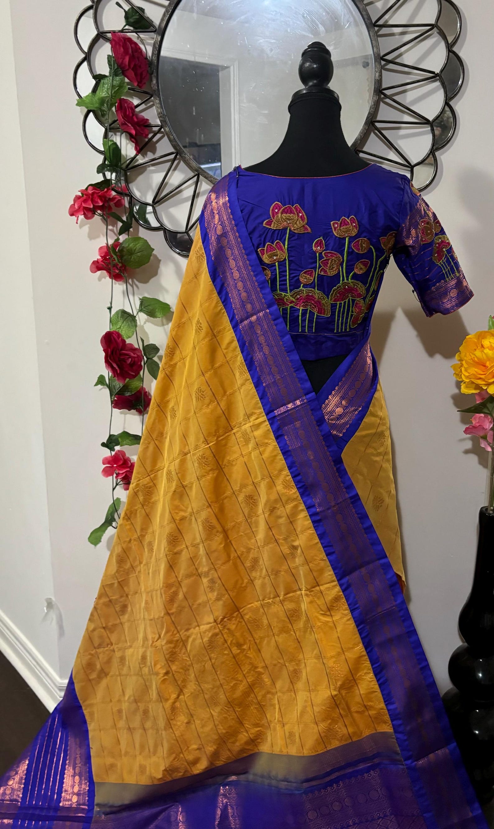 Gadwal Fancy Pose Loom Silk Sarees Ready to Wear With Embroidered ...