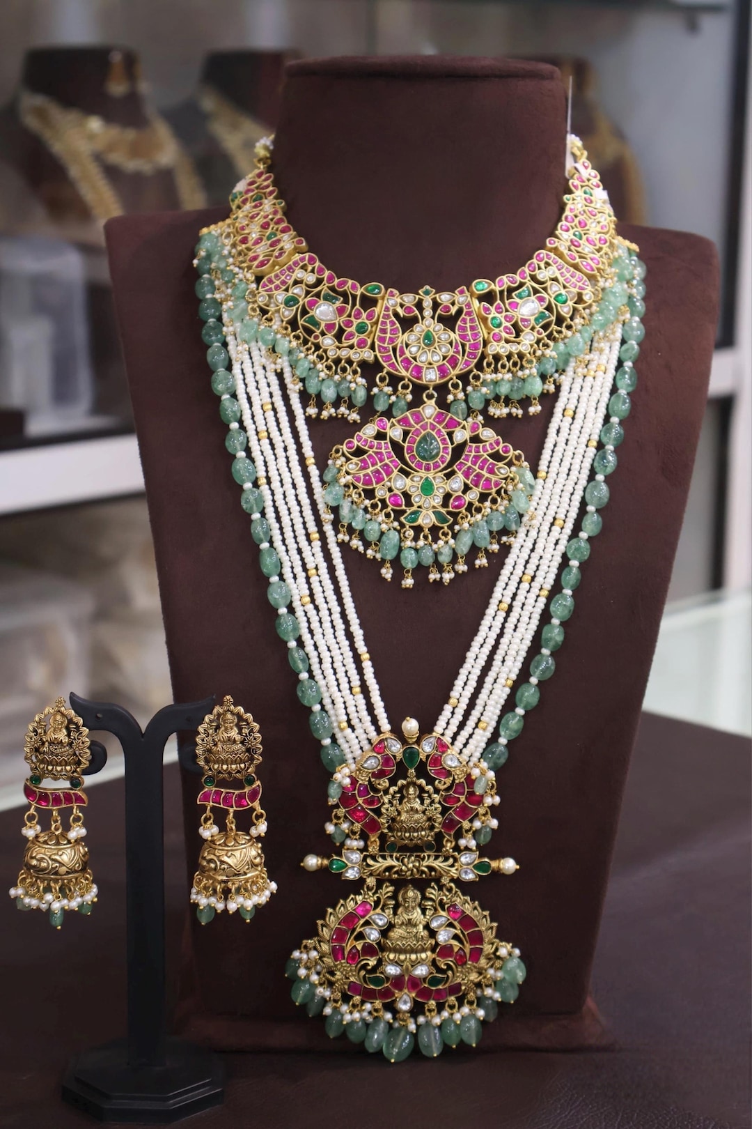 Party and Wedding Wear Anteque Gold Finish One Gram Gold Bridal Set ...
