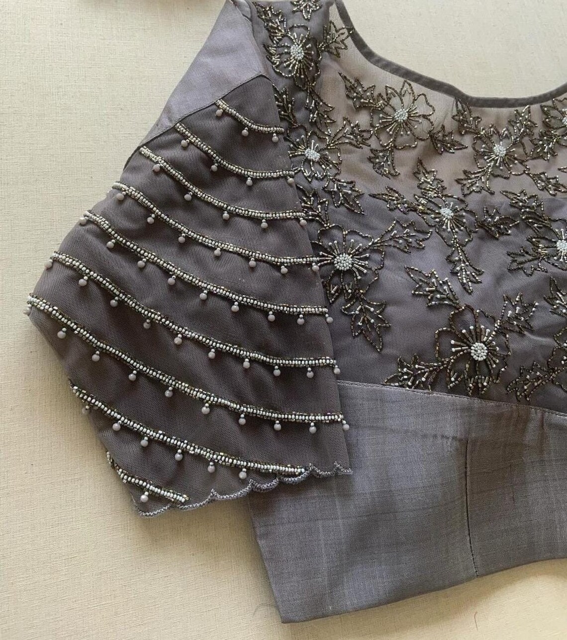 Designer Sequence Sugar Beads and Pearls Emblished Maggam Work ...