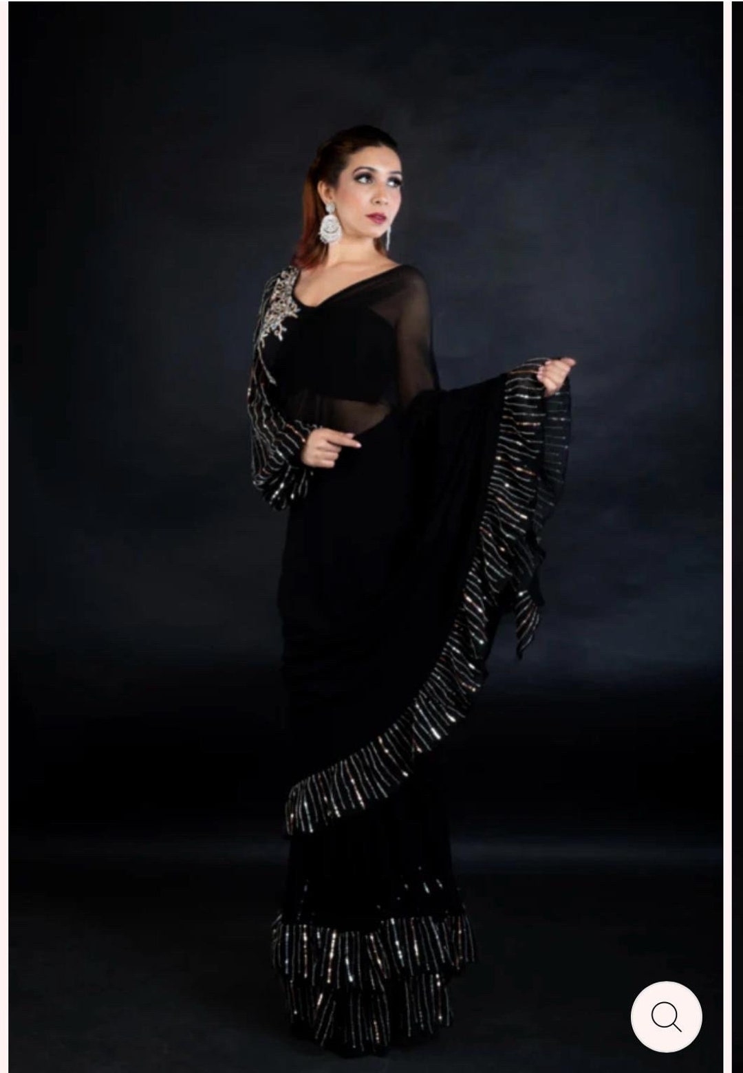 Cocktails Sequence Saree Made With Mulberry Silk Frils Boarder Made ...