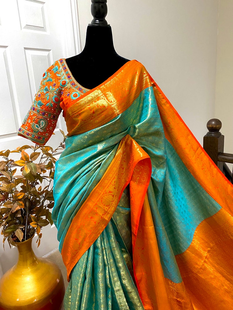 2 Gram Gold Pure Handloom Silk Kanjeevarm/kanchipattu Sarees Ready to ...