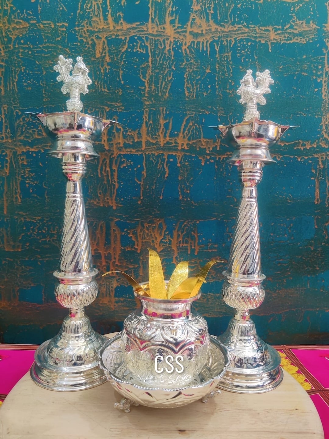 German Silver Kalasam With Leafplate - Etsy