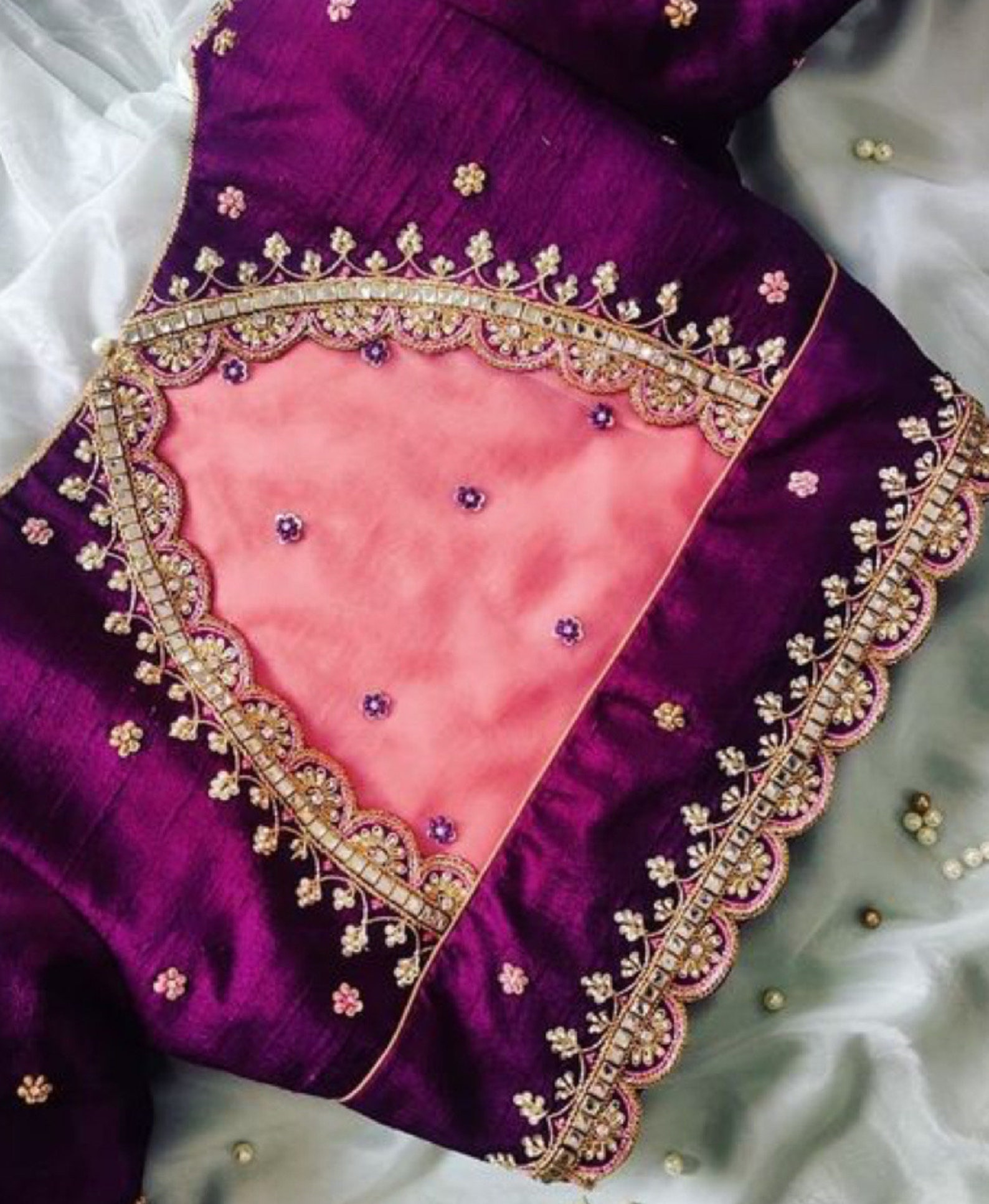 Gold Jardosi/maggam Work Blouse Ready to Wear - Etsy