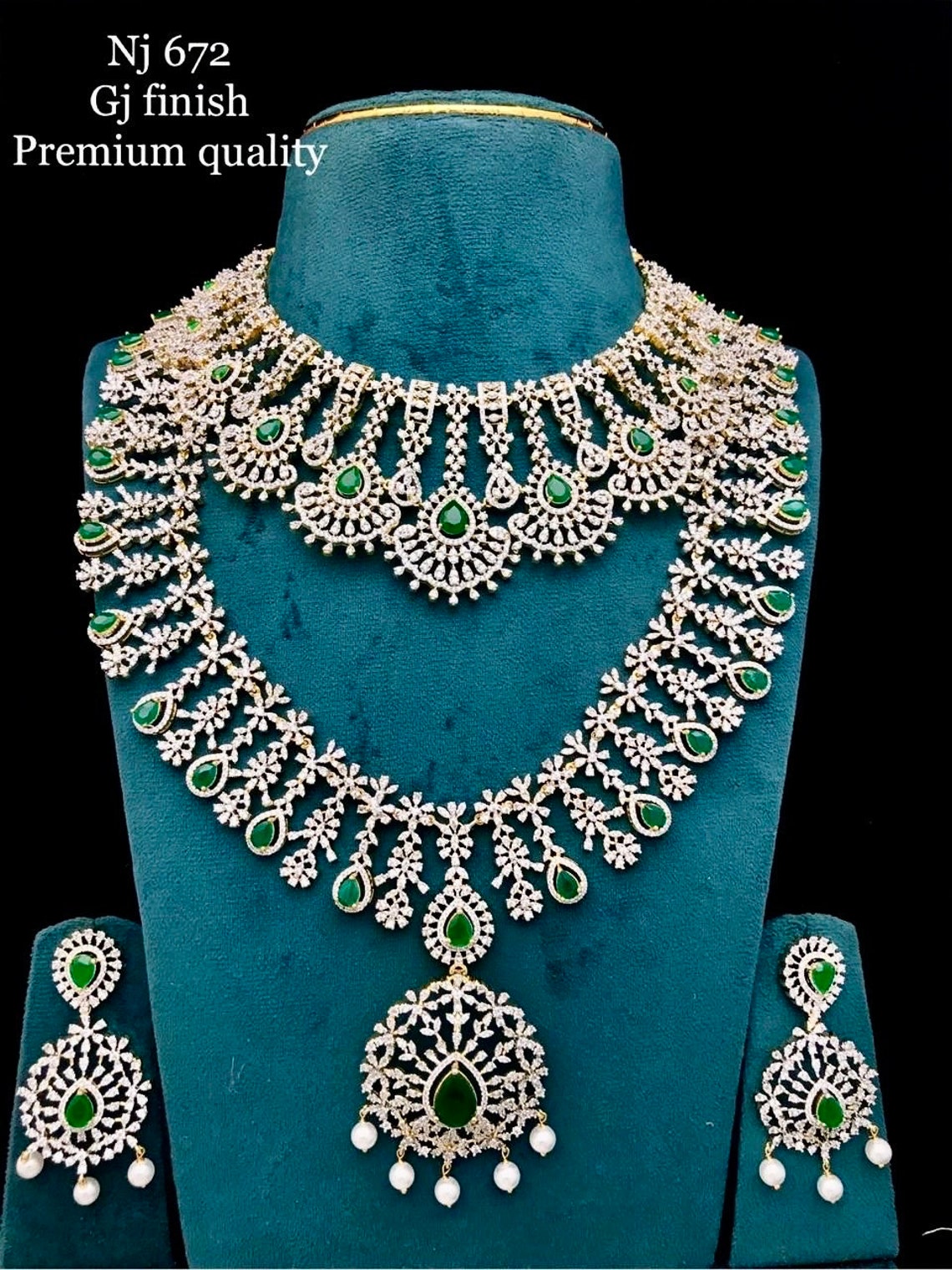 Diamond Finish One Gram Gold Neck Lace and Haram Set - Etsy