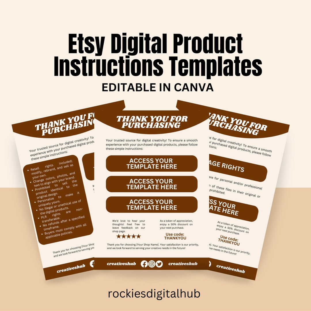 Digital Product Instruction Templates for Etsy Seller Product ...