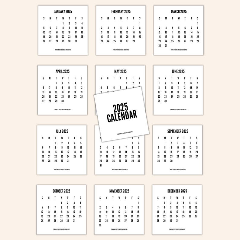2025 Mini Calendar Templates Desk Calendar Templates Mini Calendar Desk ...