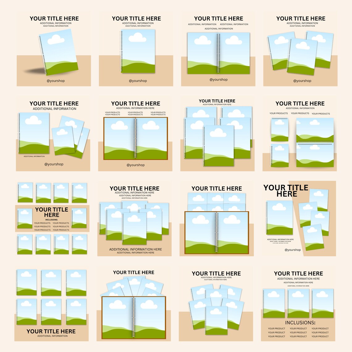 Spiral Notebook Mockup Templates: Editable Cover Designs - Etsy