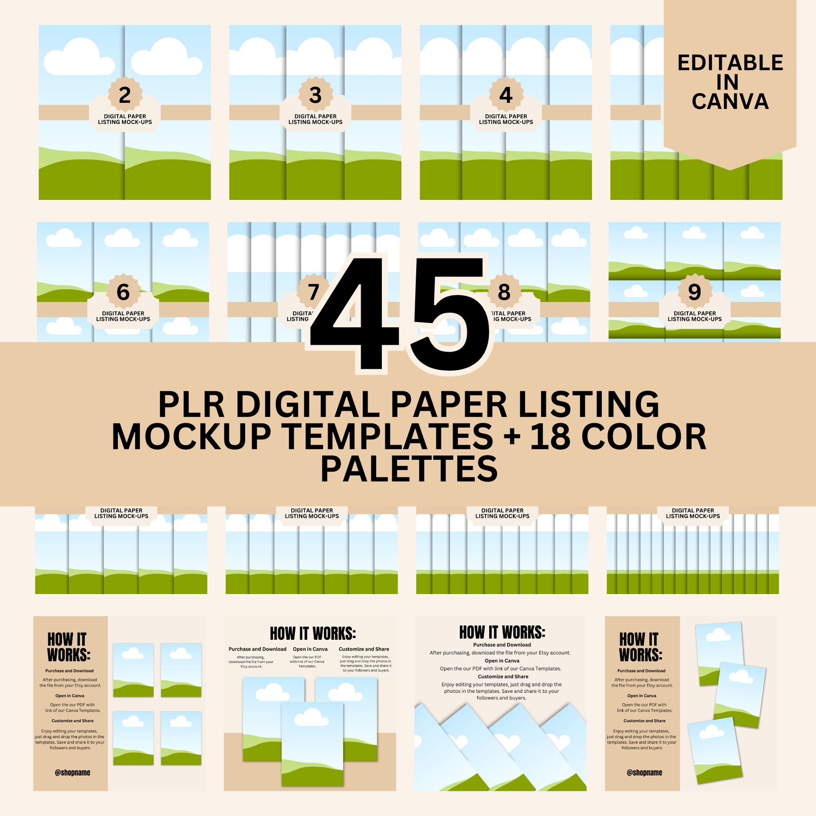 PLR 45 Digital Papers Mockup Templates Editable in Canva Digital ...