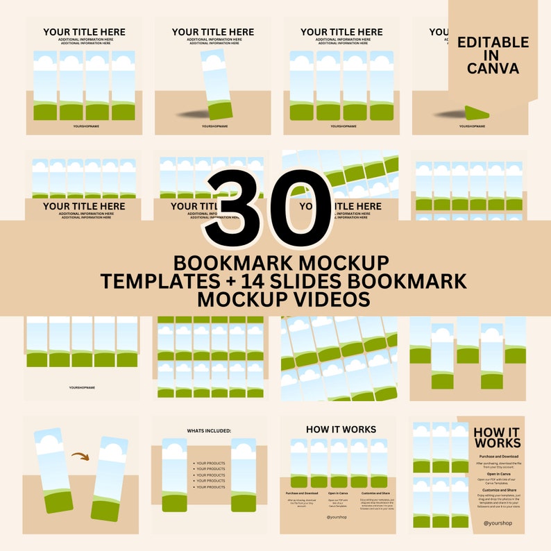 Bookmark Mockup Templates Bookmark Mockup Videos Etsy Listing Mock up ...