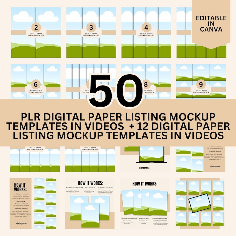 PLR 50 Digital Paper Listing Mockup Templates in Images and 12 Digital ...