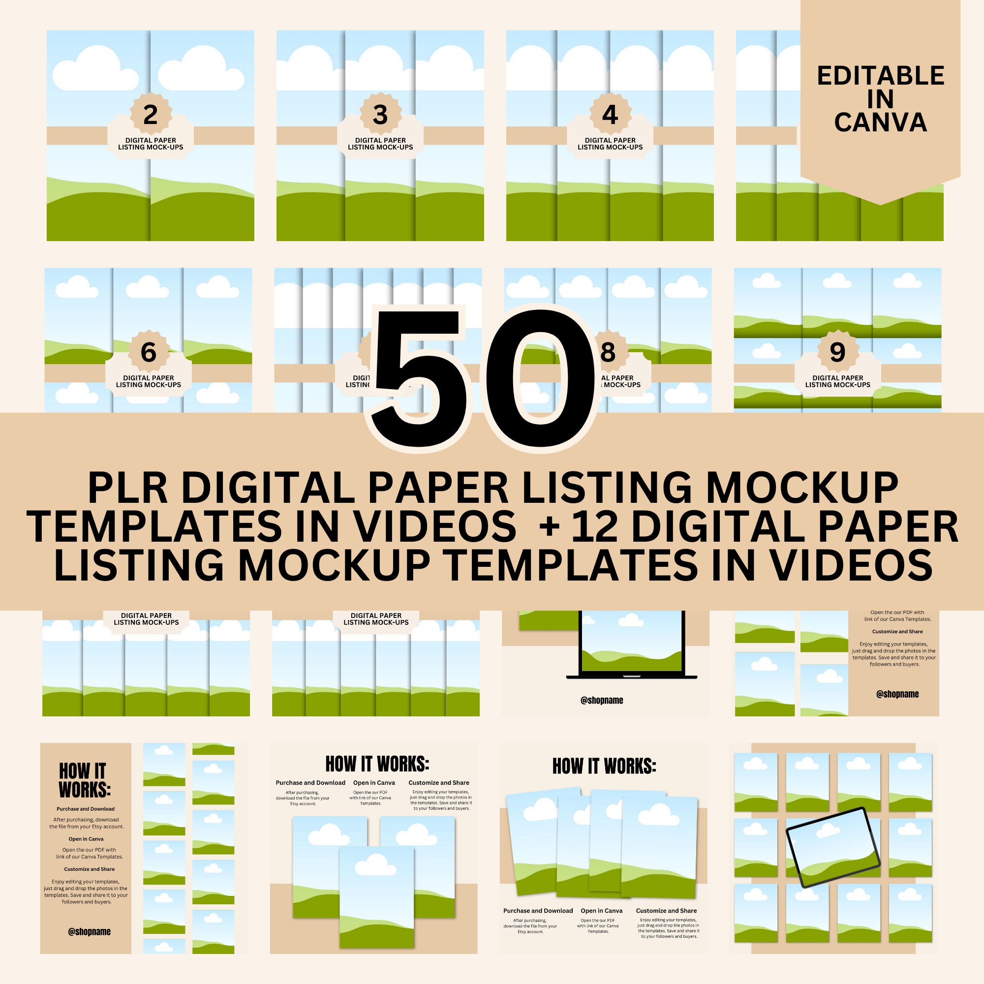 PLR 50 Digital Paper Listing Mockup Templates in Images and 12 Digital ...
