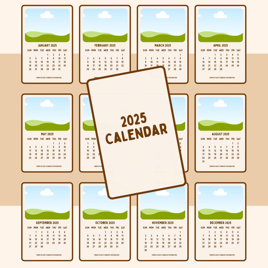 Mini Calendar Templates 2025 Printable Mini Calendar Templates 2025 ...