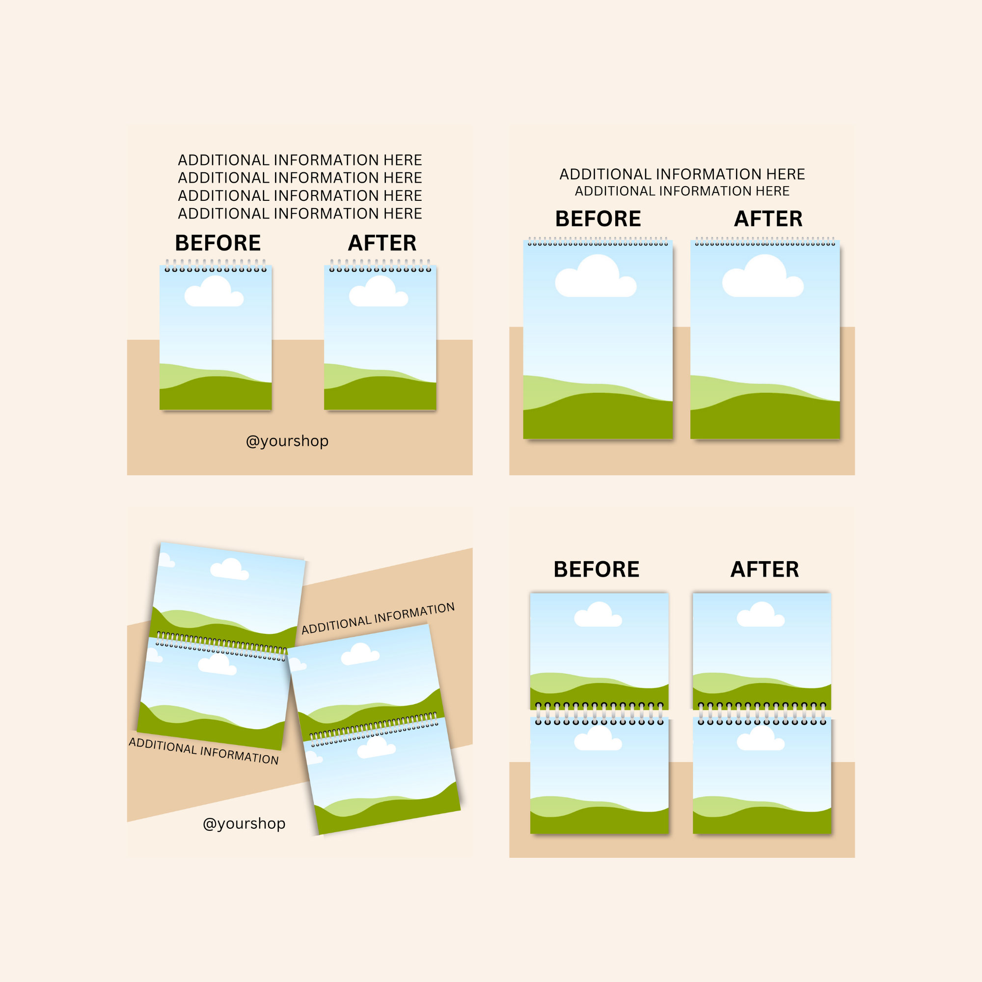 Spiral Notebook Mockup Templates: Editable Cover Designs - Etsy