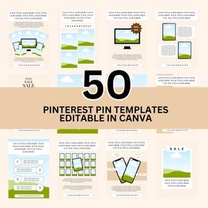 50 Pinterest Pin Templates Editable in Canva Pinterest Digital ...