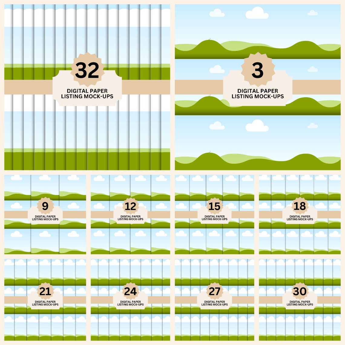 PLR 50 Digital Paper Listing Mockup Templates in Images and 12 Digital ...