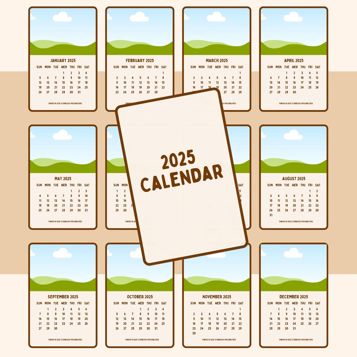 Mini Calendar Templates 2025 Printable Mini Calendar Templates 2025 ...