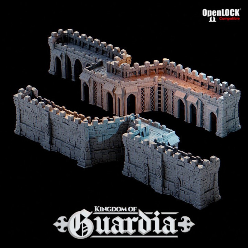 Medieval Walls, Gates, & Outpost Tabletop Terrain I Kingdom of Guardia ...
