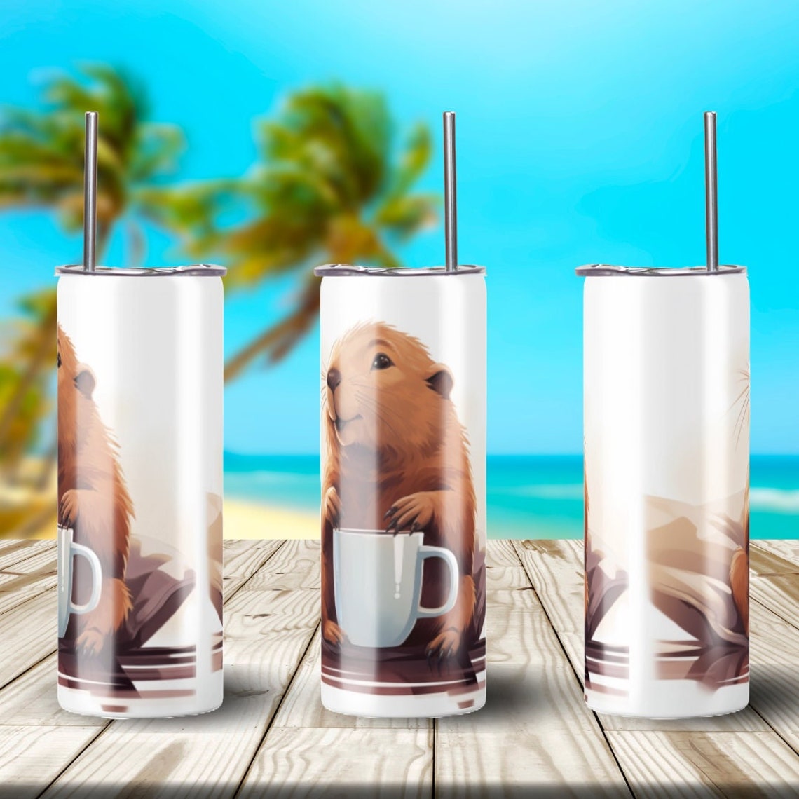 Coffeebara Tumbler, Capybara 20oz Skinny Tumbler, Birthday Anniversary ...