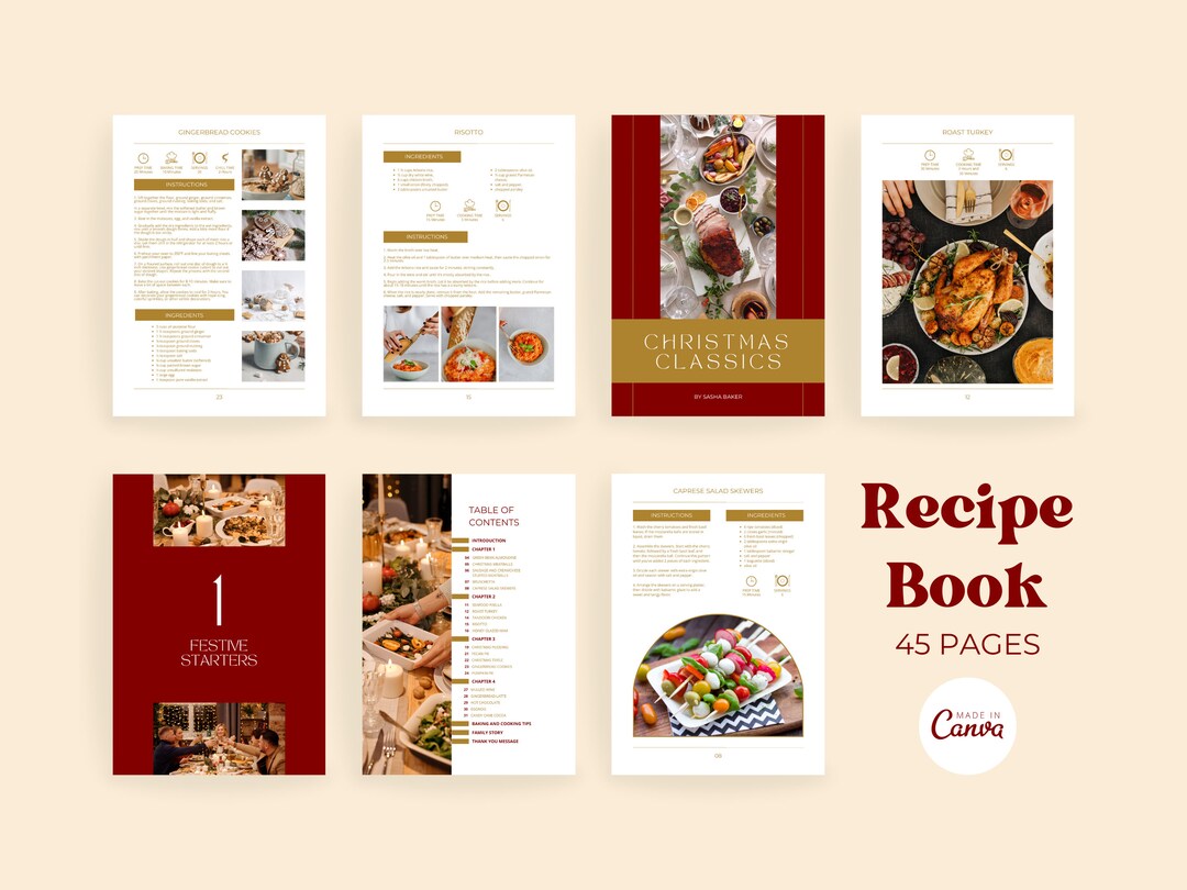 Christmas Recipe Book | Recipe Book Template | Cookbook Template ...