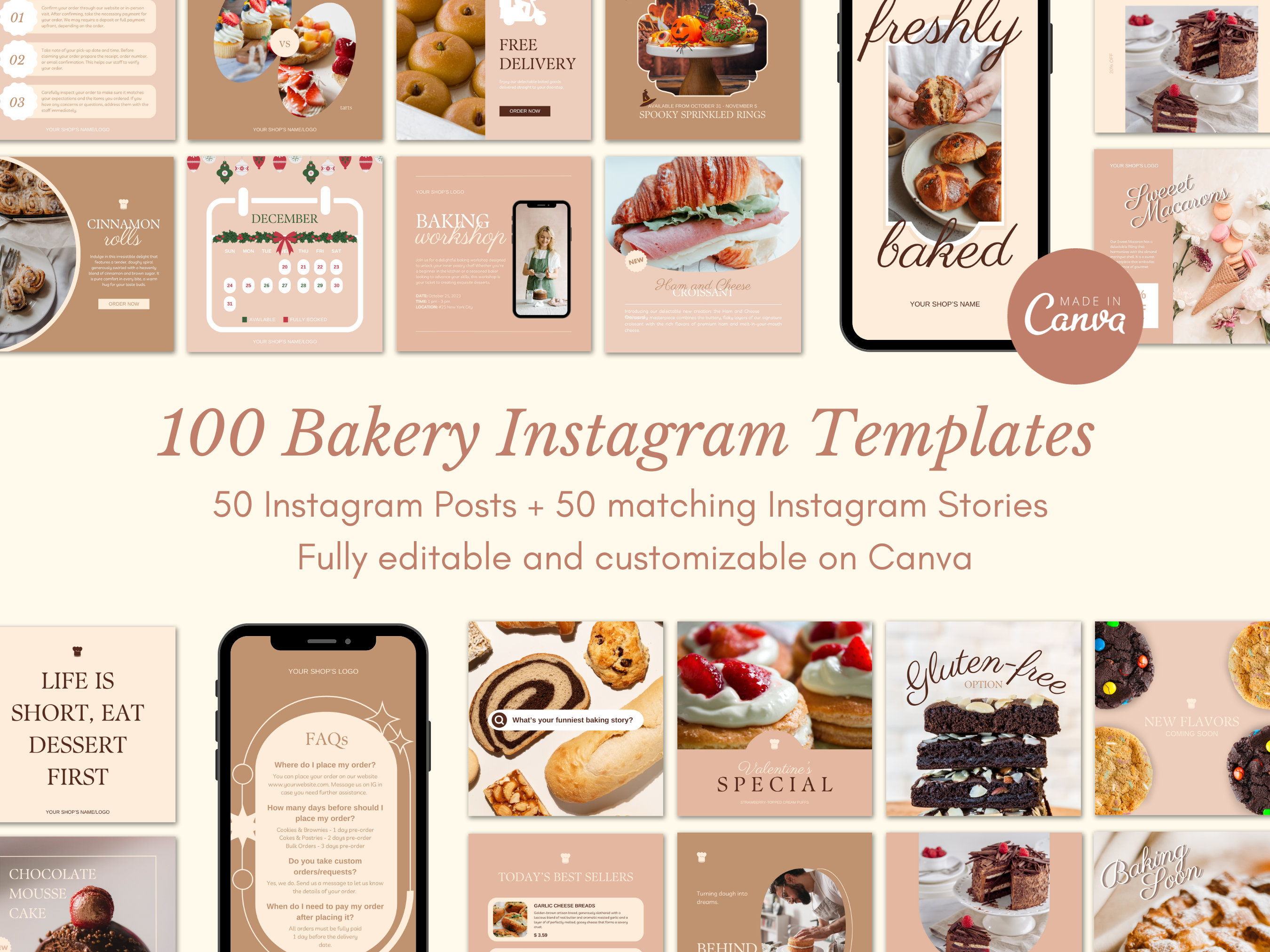 Bakery Instagram Templates | Bakery Branding Kit | Food Instagram ...