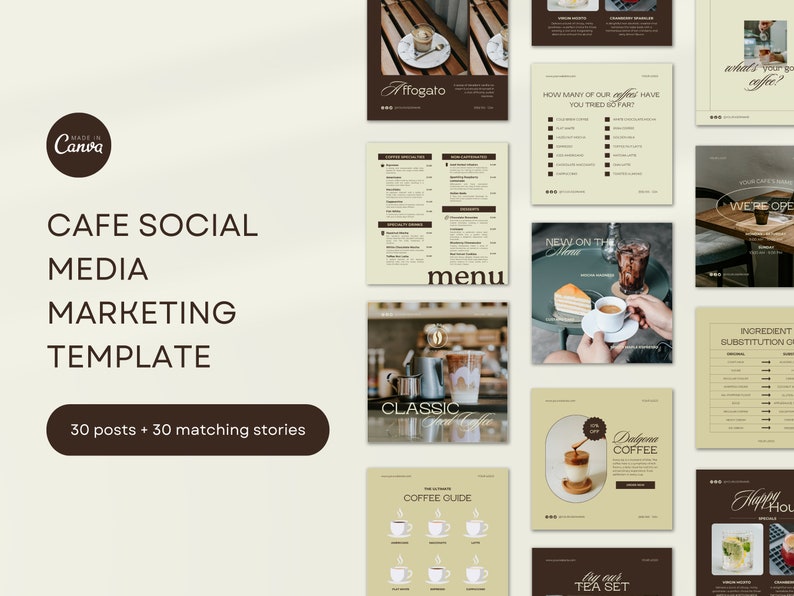 Coffee Instagram Post Template | Cafe Branding Kit | Business Social ...