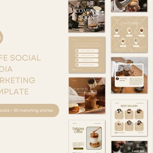 Coffee Instagram Post Template | Cafe Branding Kit | Business Social ...