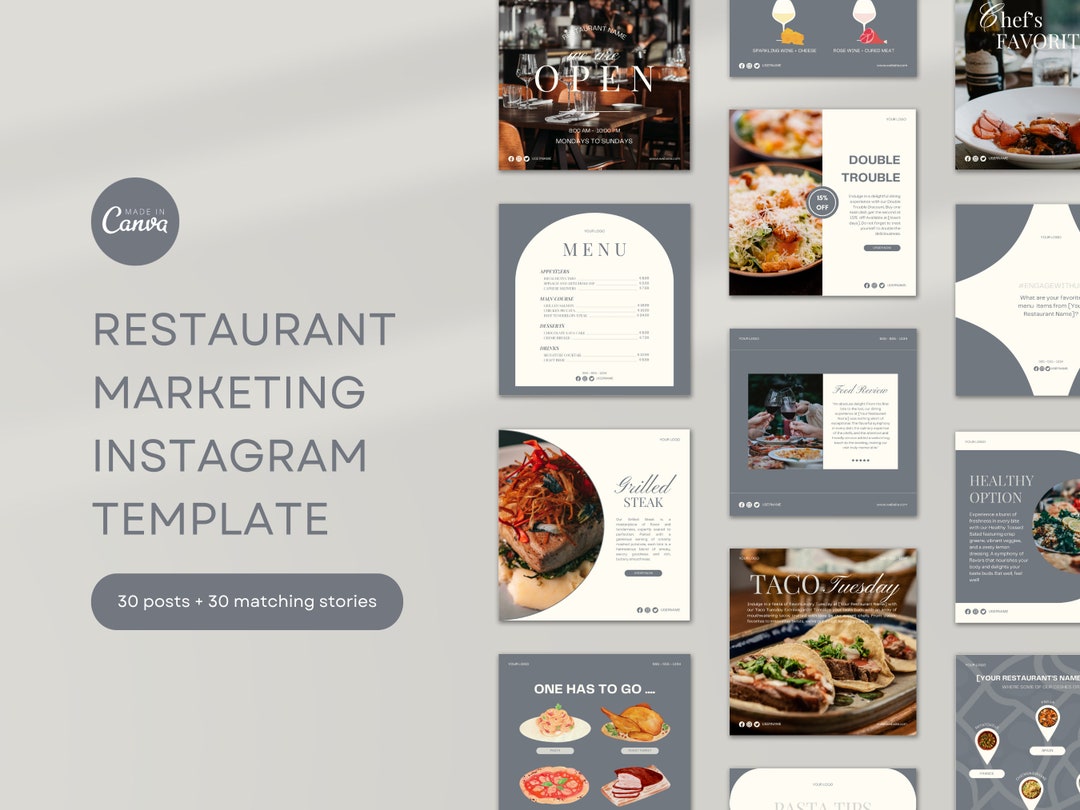 Restaurant Instagram Post Template | Restaurant Branding Kit | Business ...