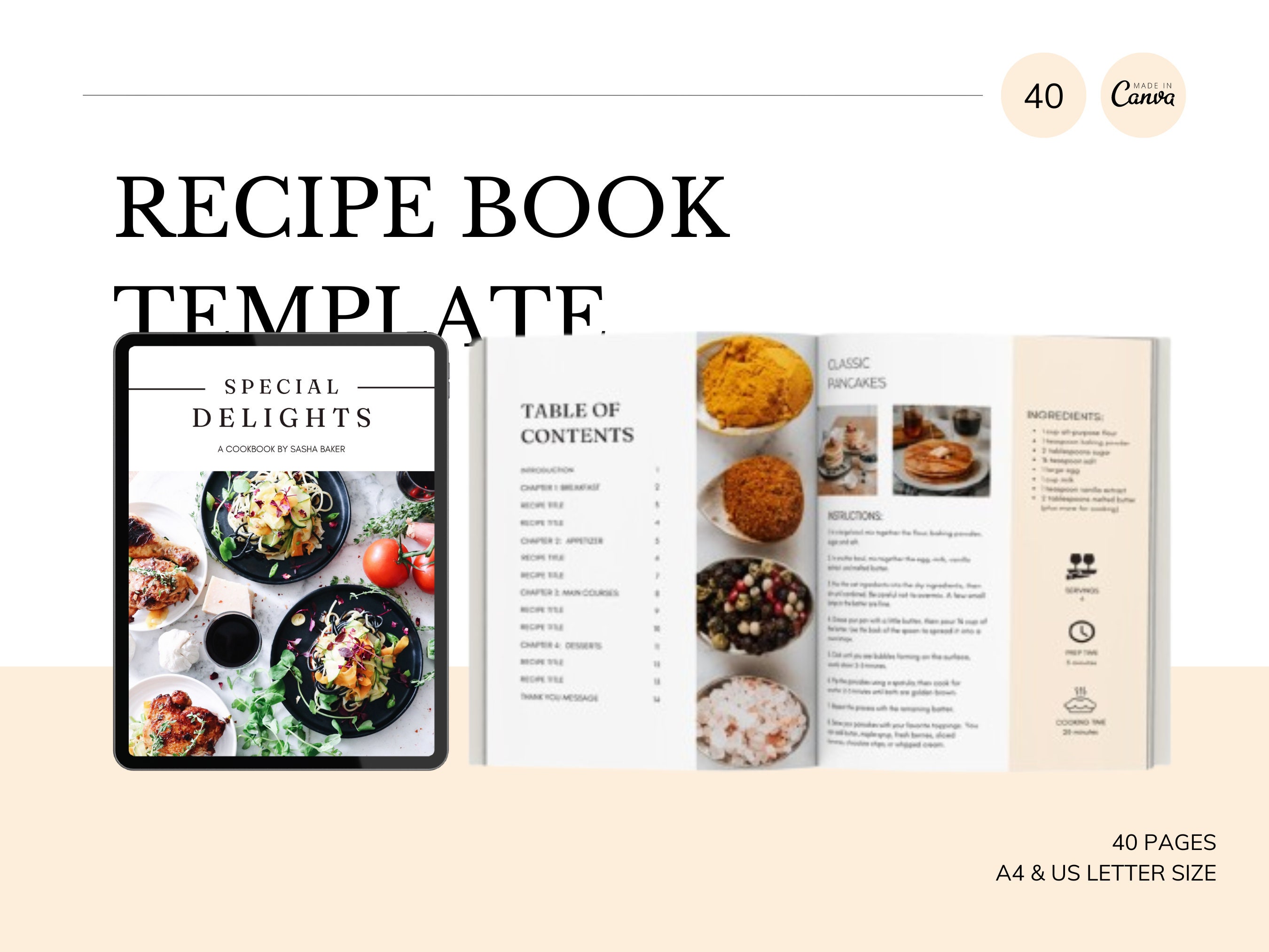 Recipe Book Template | Cookbook Template | Digital Recipe Book ...