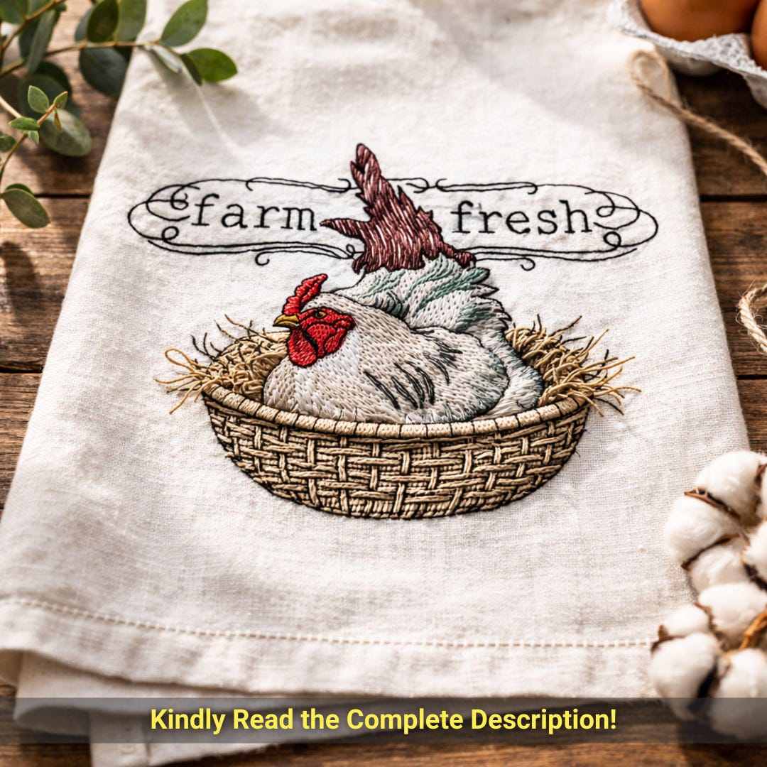 Farm Fresh Chicken Machine Embroidery Design Cute Animal Lovers DST PES ...