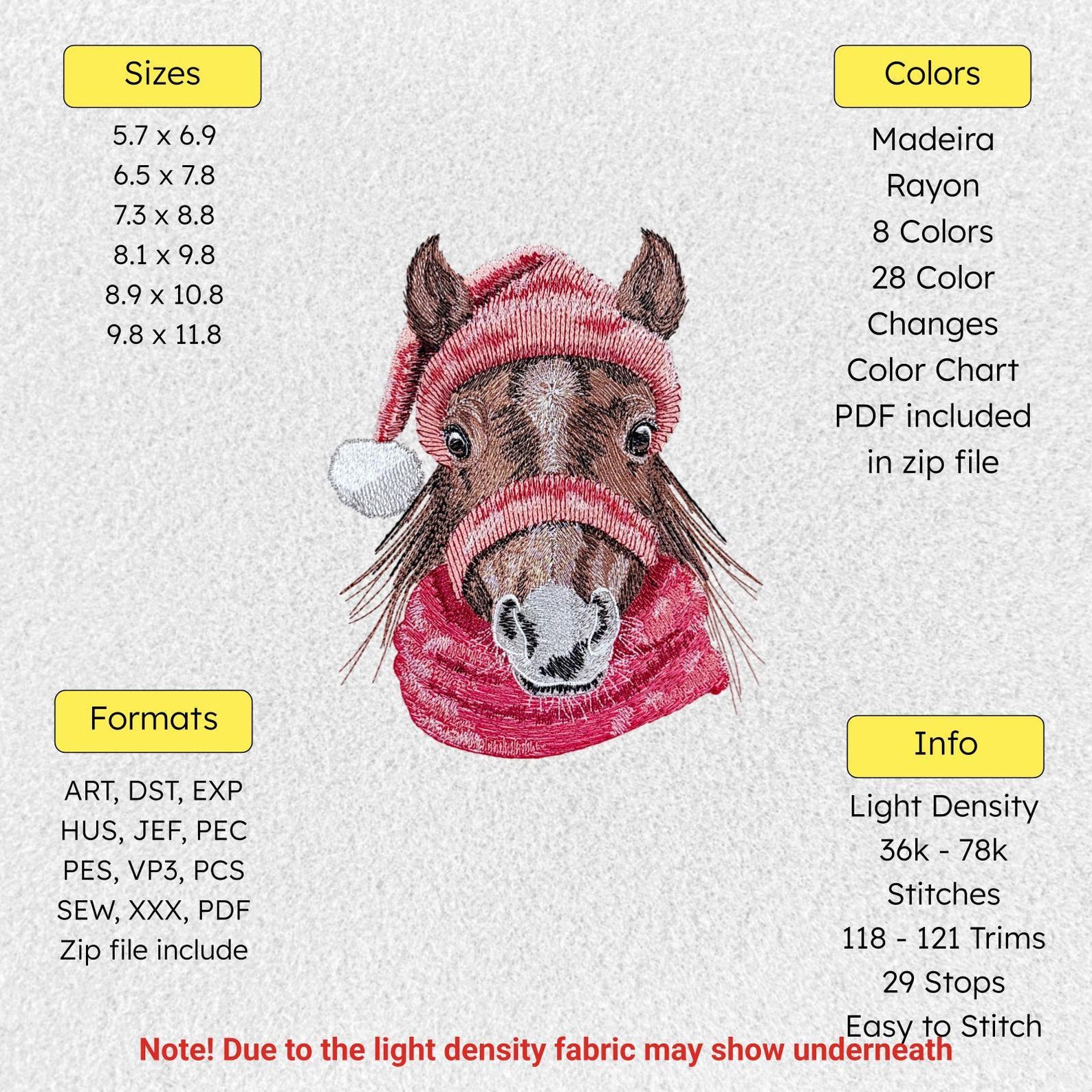 Santa Hat Horse Machine Embroidery Design Christmas Pattern Holiday ...