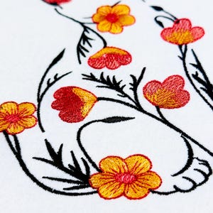 Floral Cat Embroidery Design Cute Kitty Flowers File - Etsy