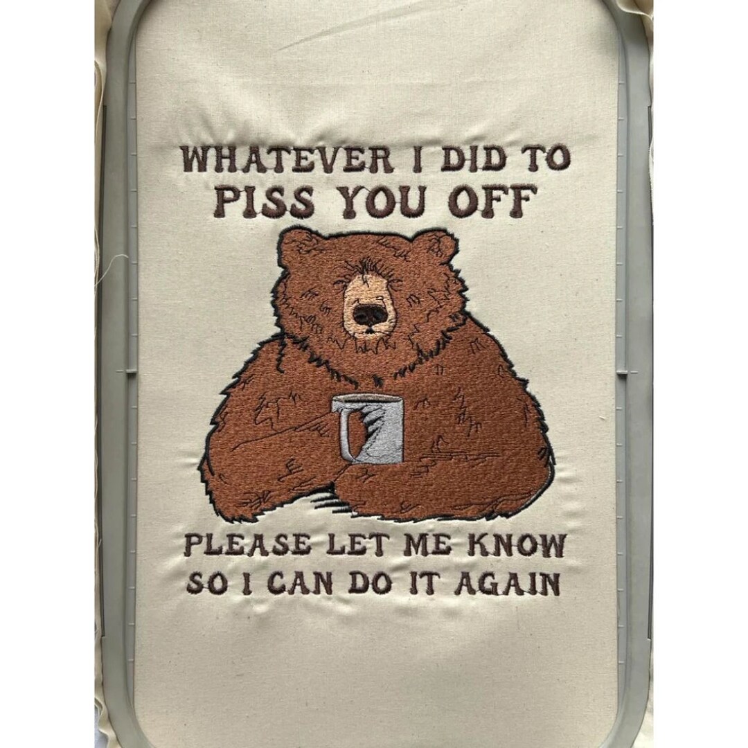 Do It Again Funny Bear Quote Sassy Bear Saying Funny Text Embroidery ...