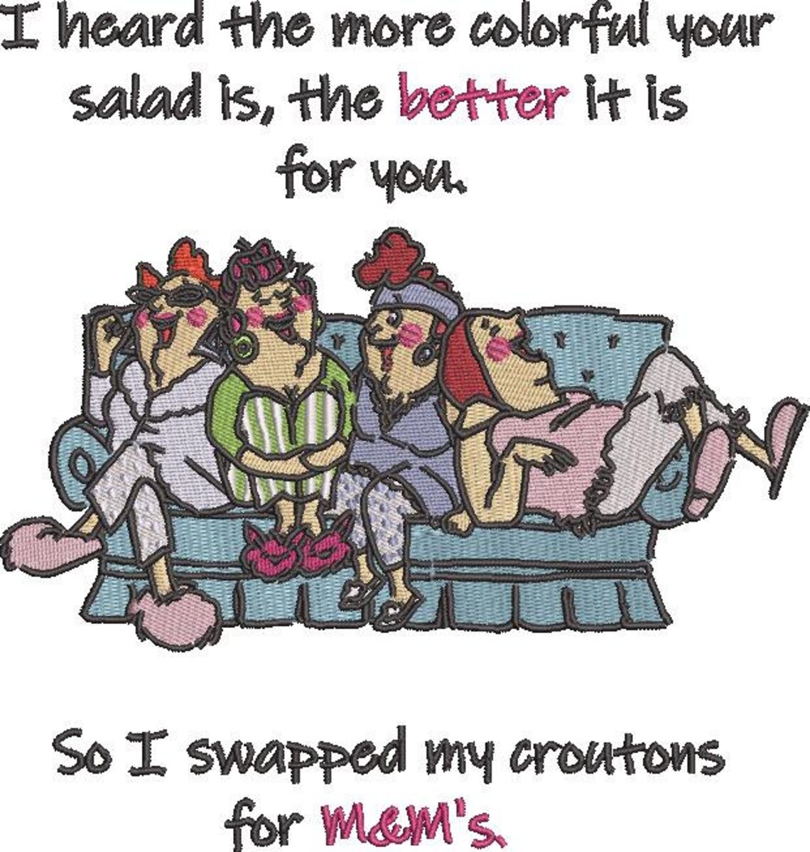 Swapped Croutons Sarcastic Embroidery Design: Funny Friends (digital ...
