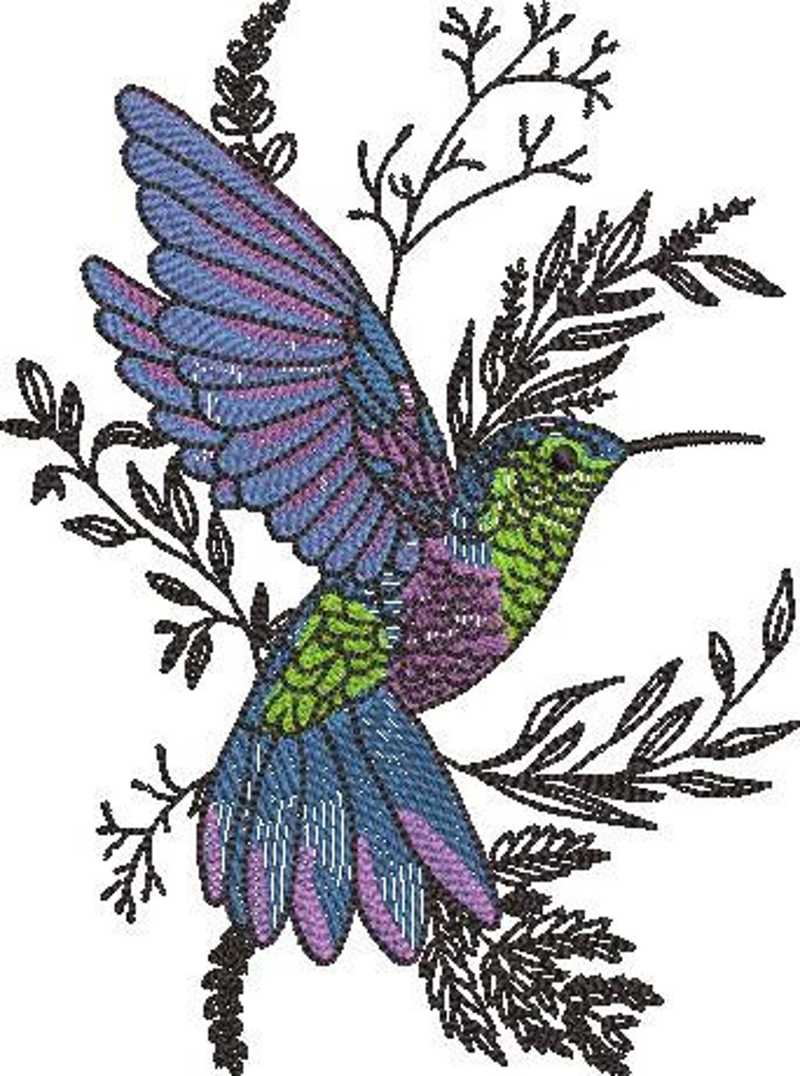 Hummingbird Machine Embroidery Design Flying Bird Machine Embroidery ...