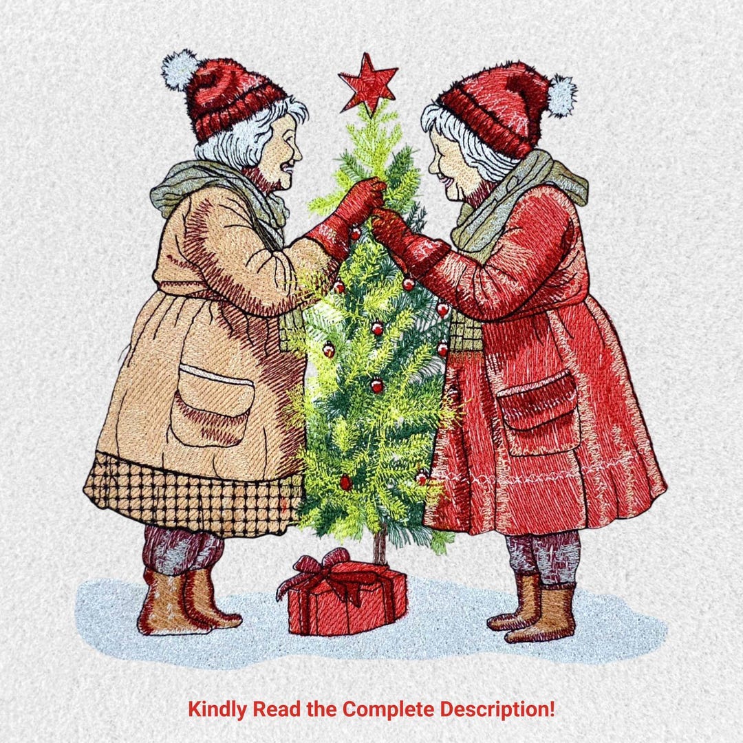 Grandparents Christmas Holiday Tree Decorating Machine Embroidery ...