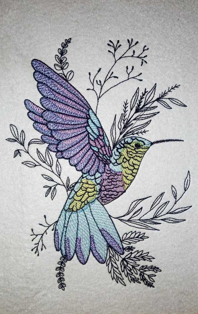 Hummingbird Machine Embroidery Design Flying Hummingbird Embroidery ...