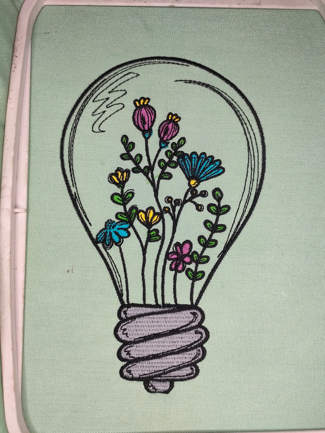 Flowers in Light Bulb Machine Embroidery Design Bulb Embroidery Design ...