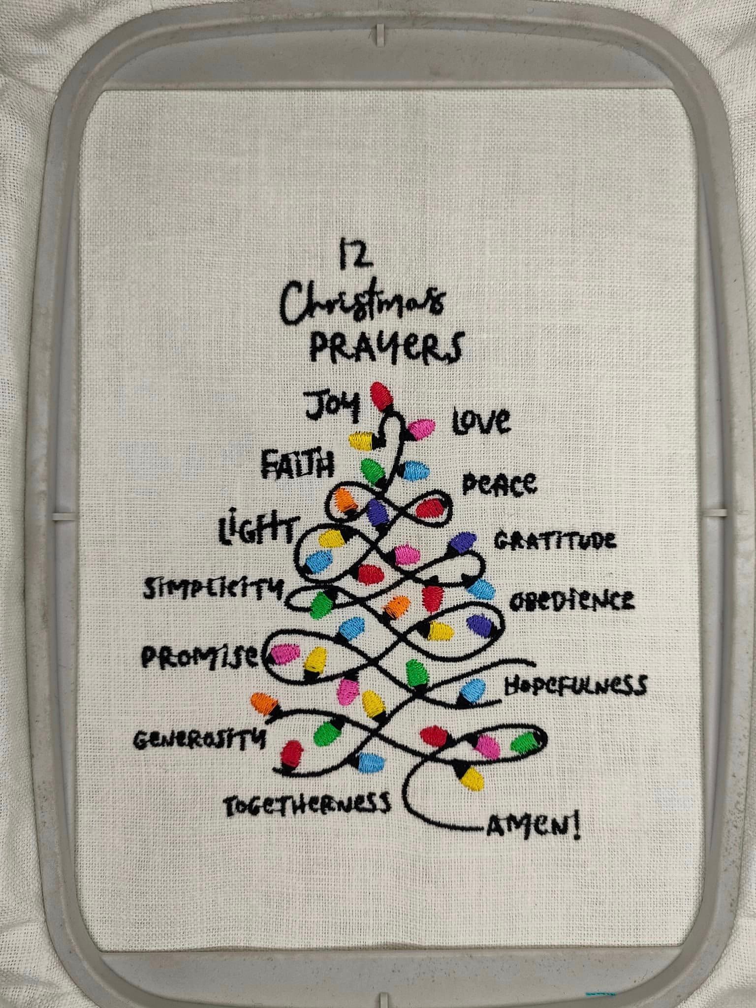 Christmas Prayers Embroidery Design: Tree With Lights (digital Files ...
