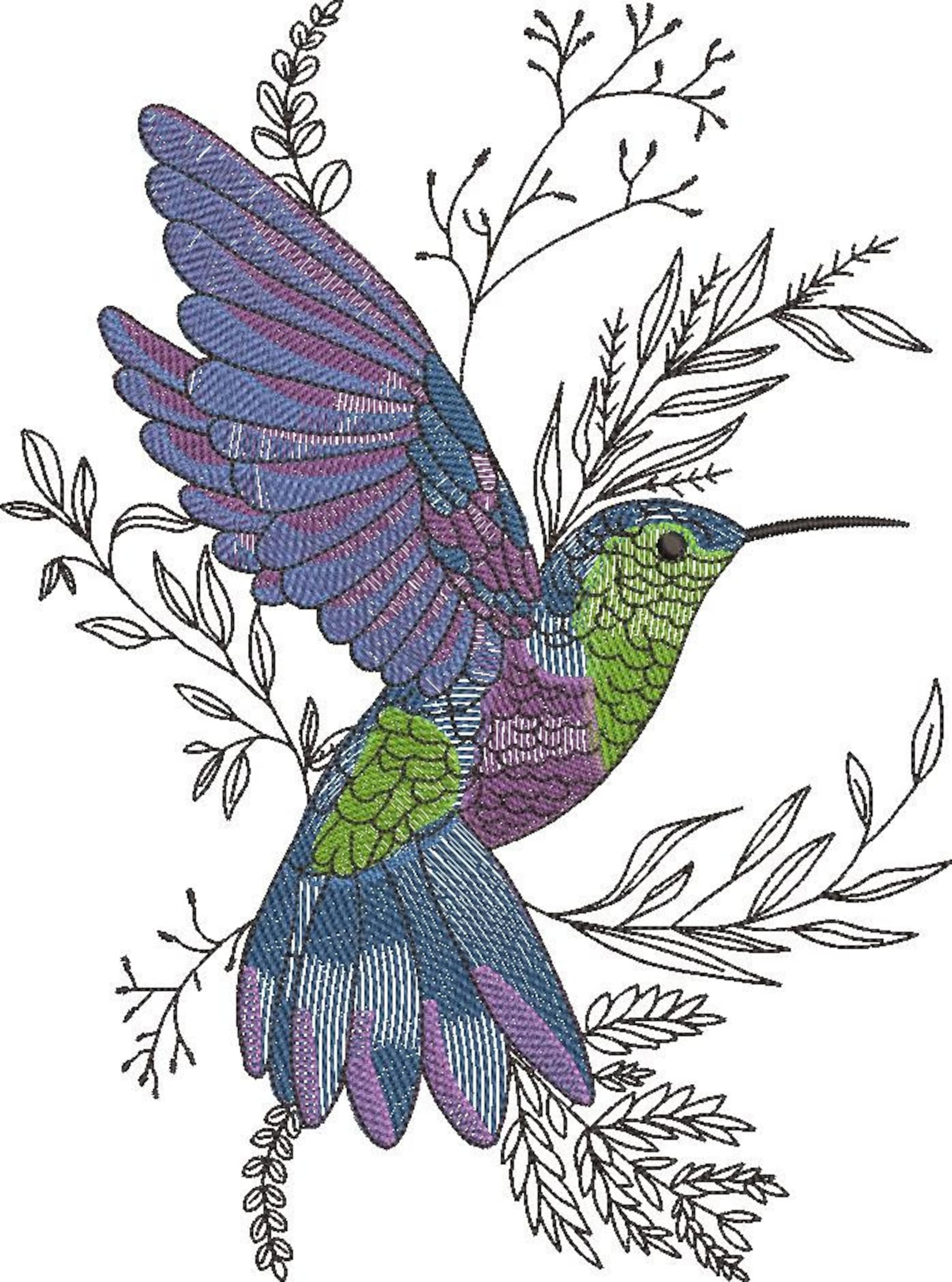 Hummingbird Machine Embroidery Design Flying Bird Machine Embroidery ...