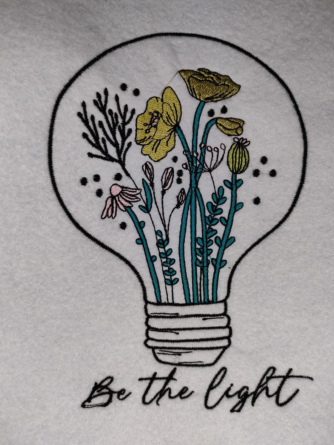 Be the Light Floral Bulb Machine Embroidery Design Be the Light ...