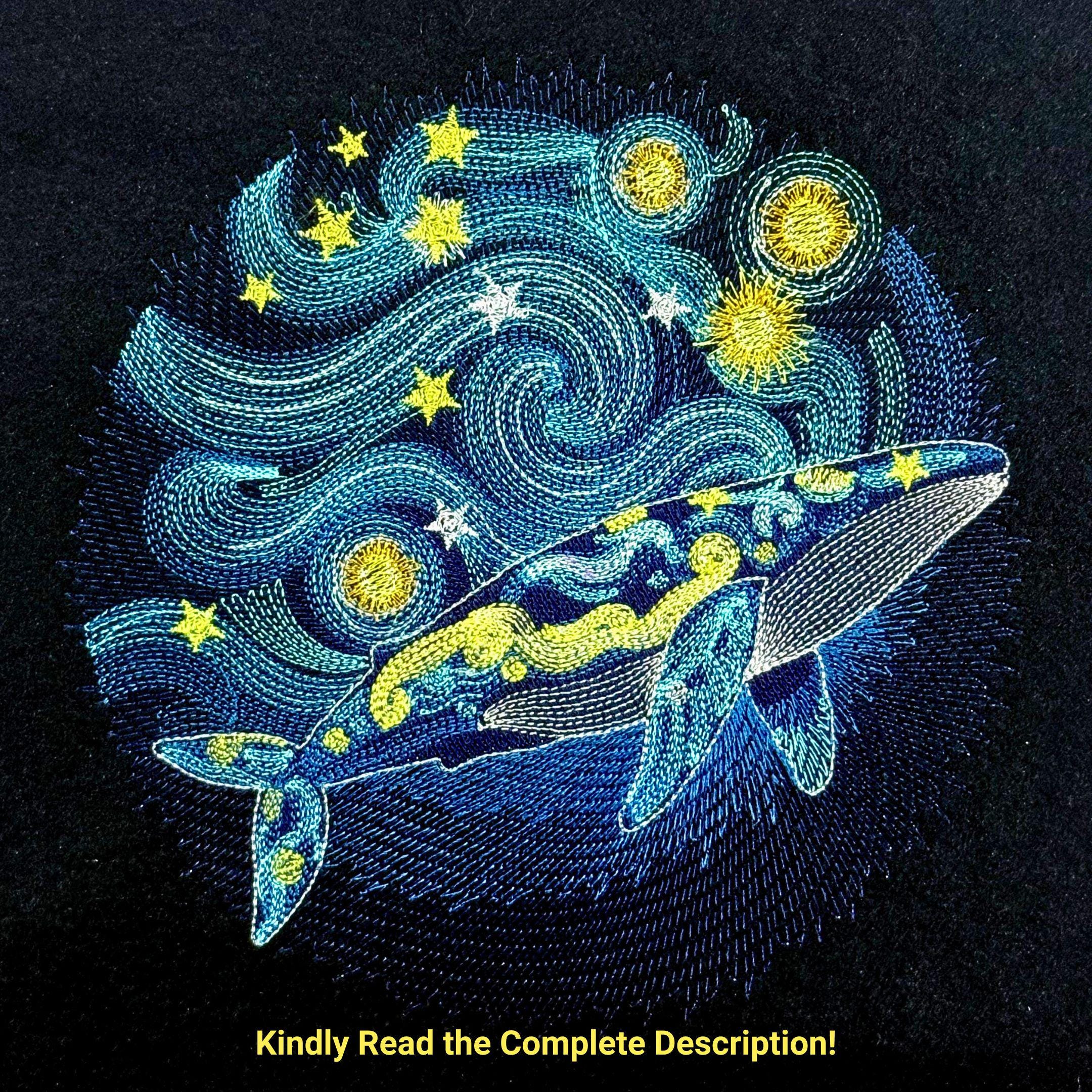 Van Gogh Starry Night Machine Embroidery Designs Blue Whale Embroidery ...