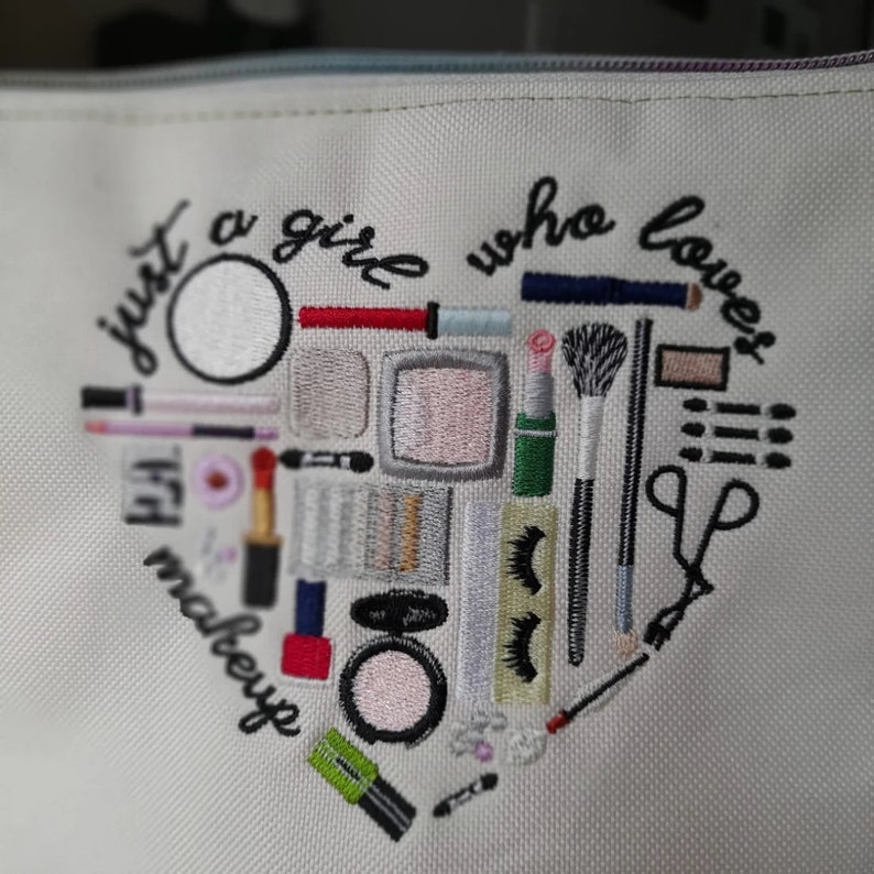 Makeup Heart Embroidery Design: Cosmetics Pattern (JEF PES DST File) - Etsy