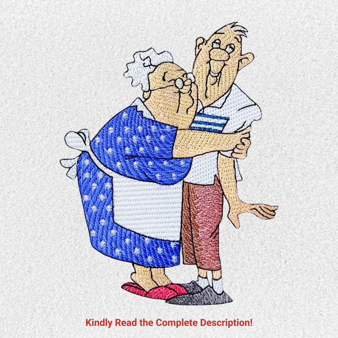 Lovely Old Couple Machine Embroidery Design Senior Couple Embroidery ...