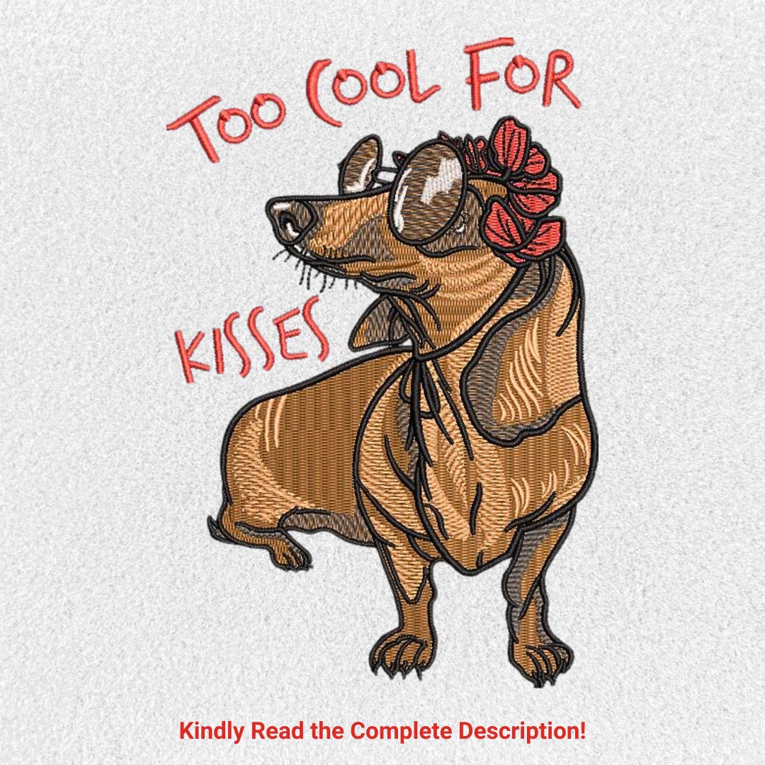 Cool Dachshund Dog With Sunglasses Machine Embroidery Dog Lovers ...