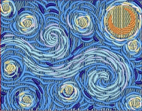 Starry Night Machine Embroidery Design Glowing Moon on Blue - Etsy