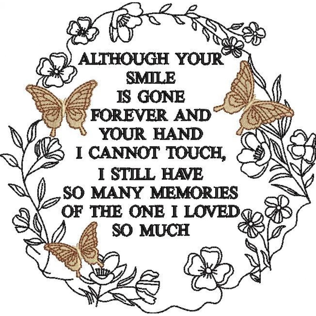 Grief Poem Embroidery Design: Memorial Remembrance (machine Embroidery ...