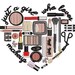 Makeup Heart Embroidery Design: Cosmetics Pattern (JEF PES DST File) - Etsy